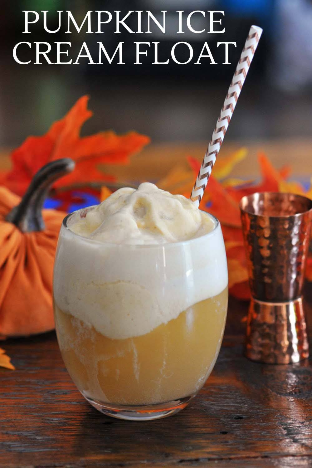 Pumpkin Ice Cream Cider Float -Fall Boozy Dessert | Gastronom Cocktails